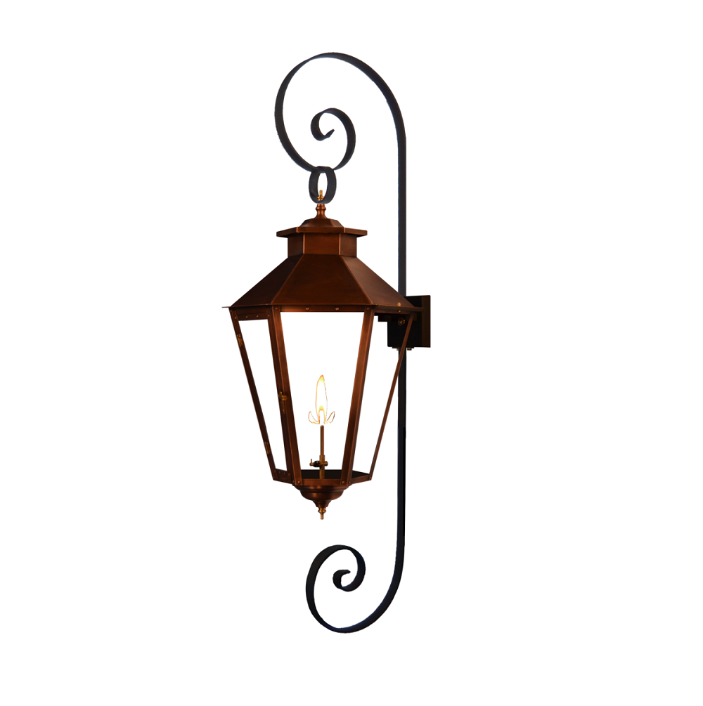 Bayou Street Lantern with Top & Reverse Bottom Scrolls – Gaslights.com