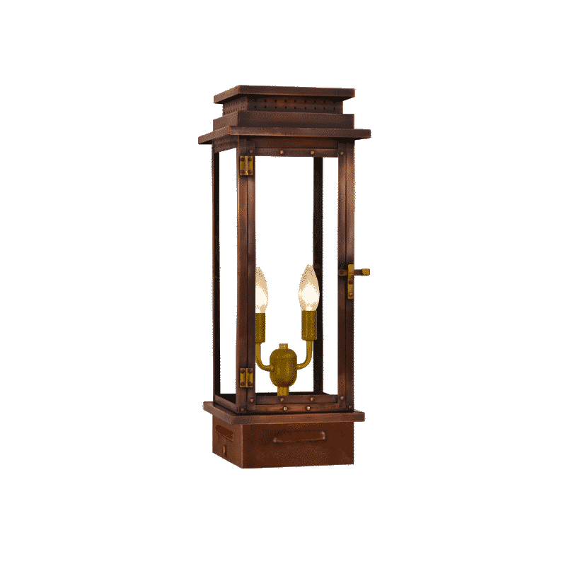 Contempo Lantern with Copper Pier Mount – Gaslights.com